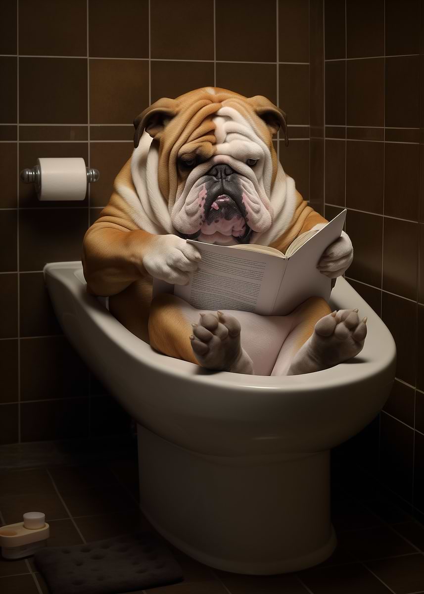 'The Literary Bulldog' Poster, picture, metal print, paint by Grimoire ...
