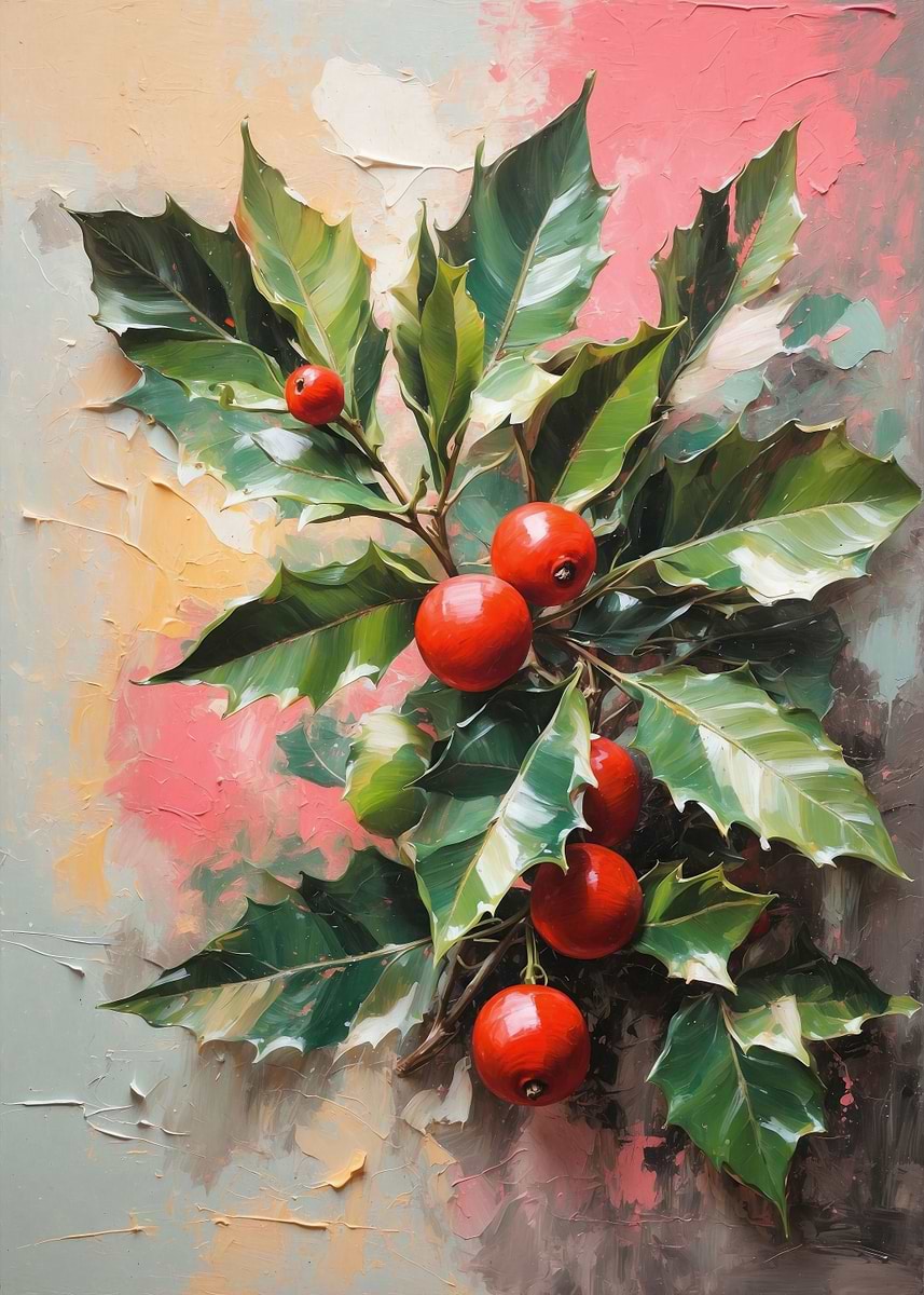 'Christmas Holly' Poster, picture, metal print, paint by LP Design and ...