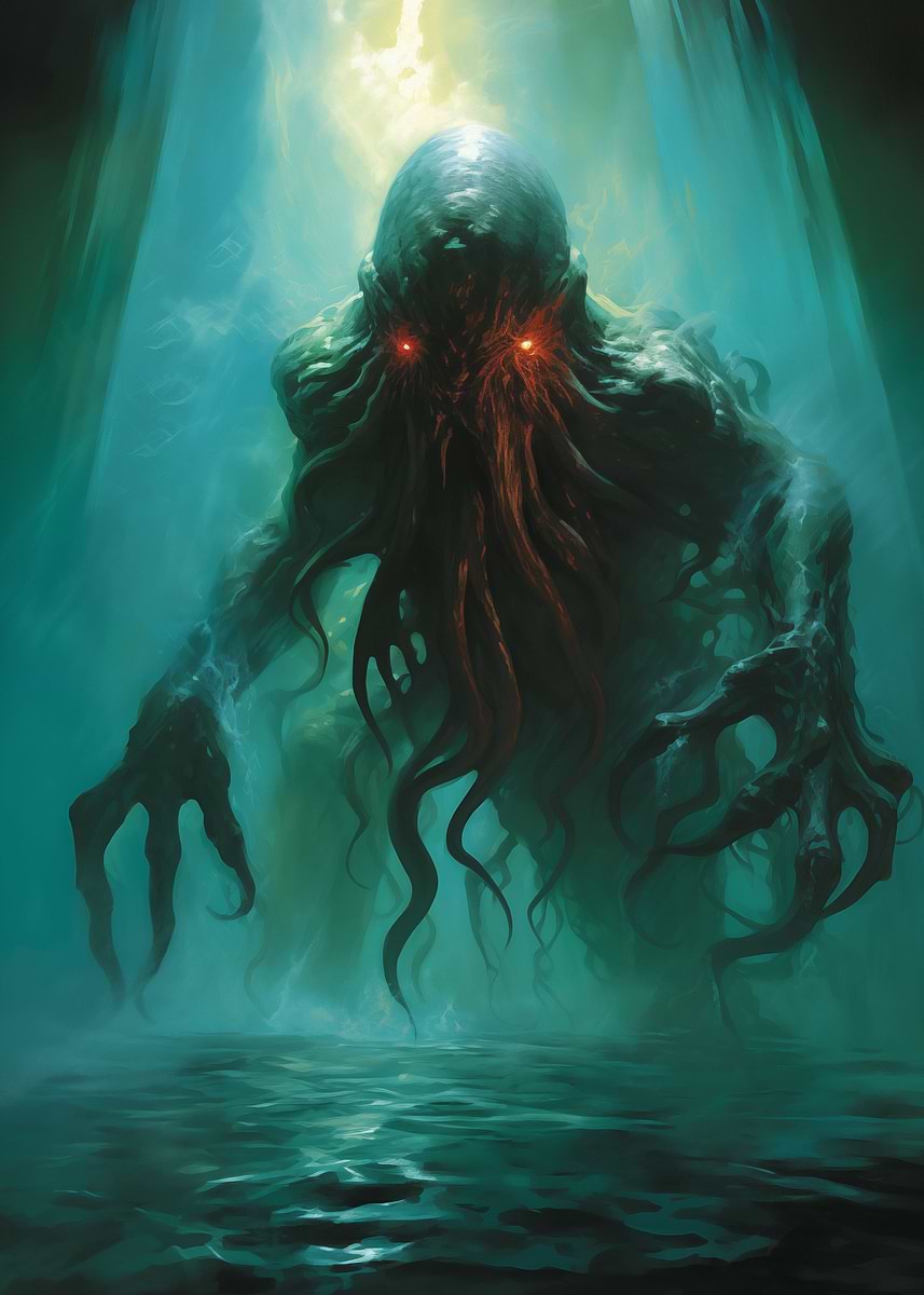 'Cthulhu Rising Sea' Poster, picture, metal print, paint by Eline ...