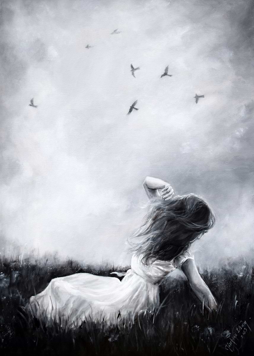 'Girl on a meadow figurativ' Poster, picture, metal print, paint by ...