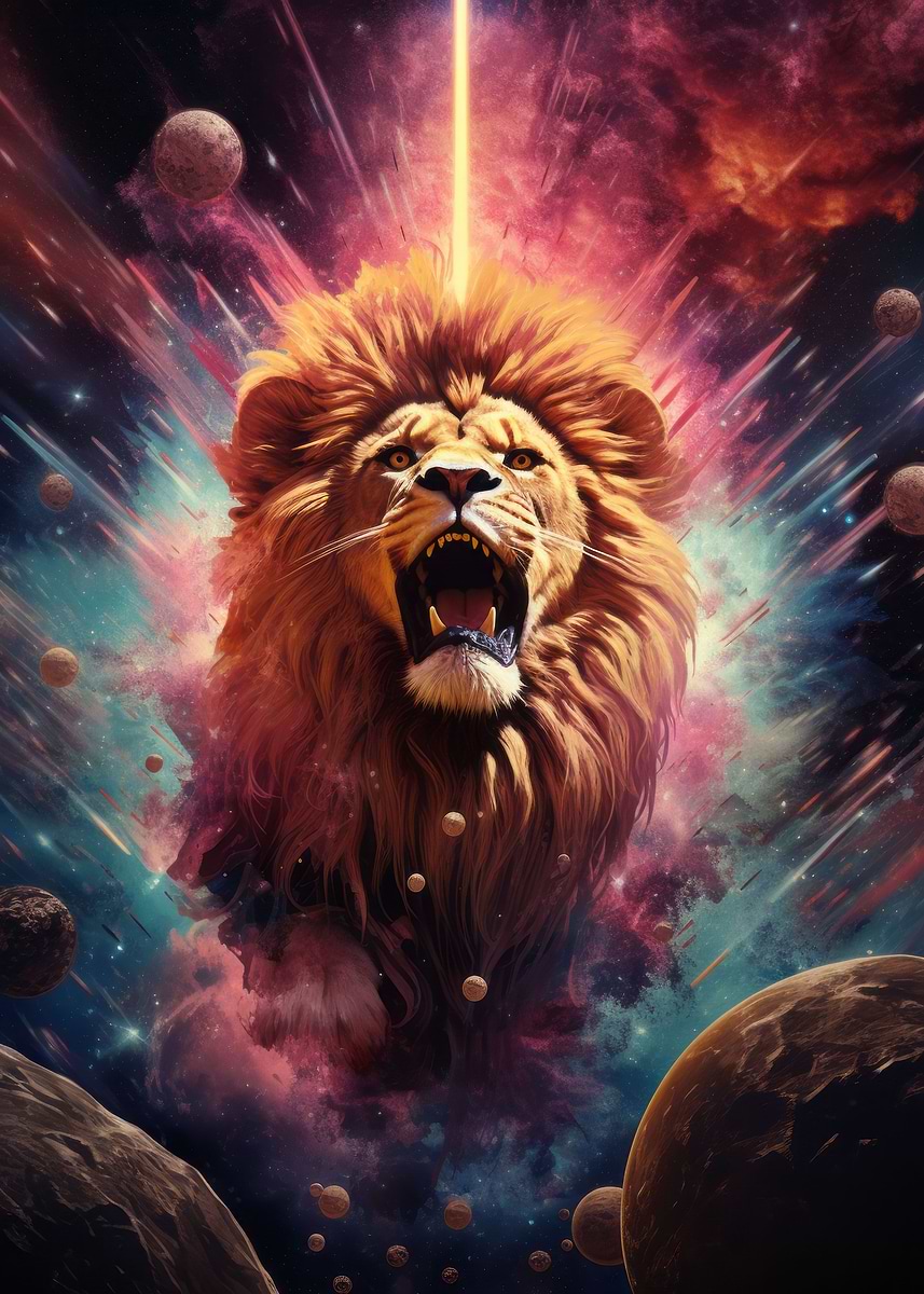 'Lion in 60s Rock Album' Poster, picture, metal print, paint by Frank ...