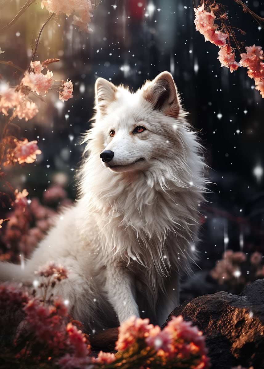 'white fox' Poster, picture, metal print, paint by Adel S | Displate