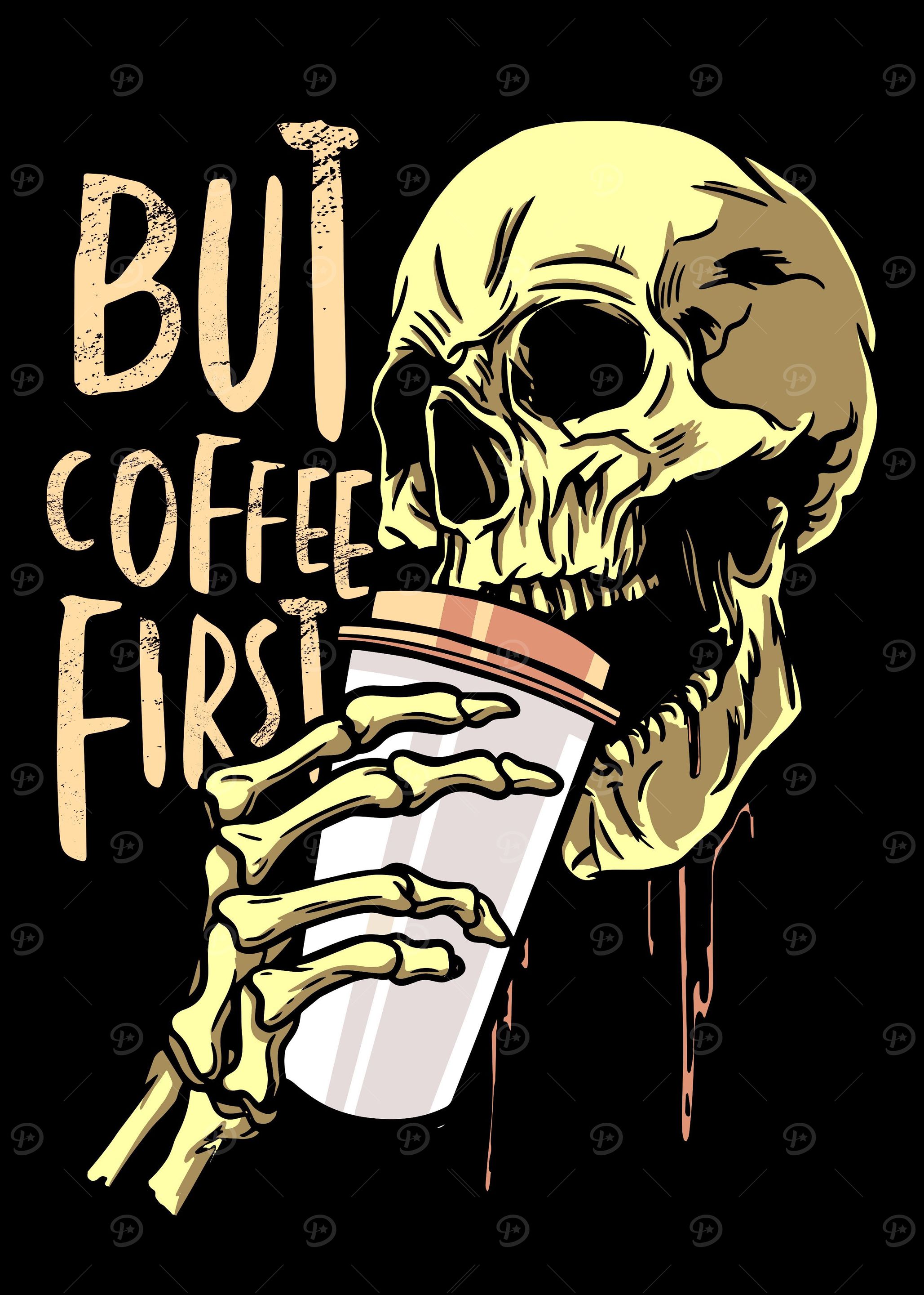 'But Coffee First' Poster, picture, metal print, paint by Adam | Displate
