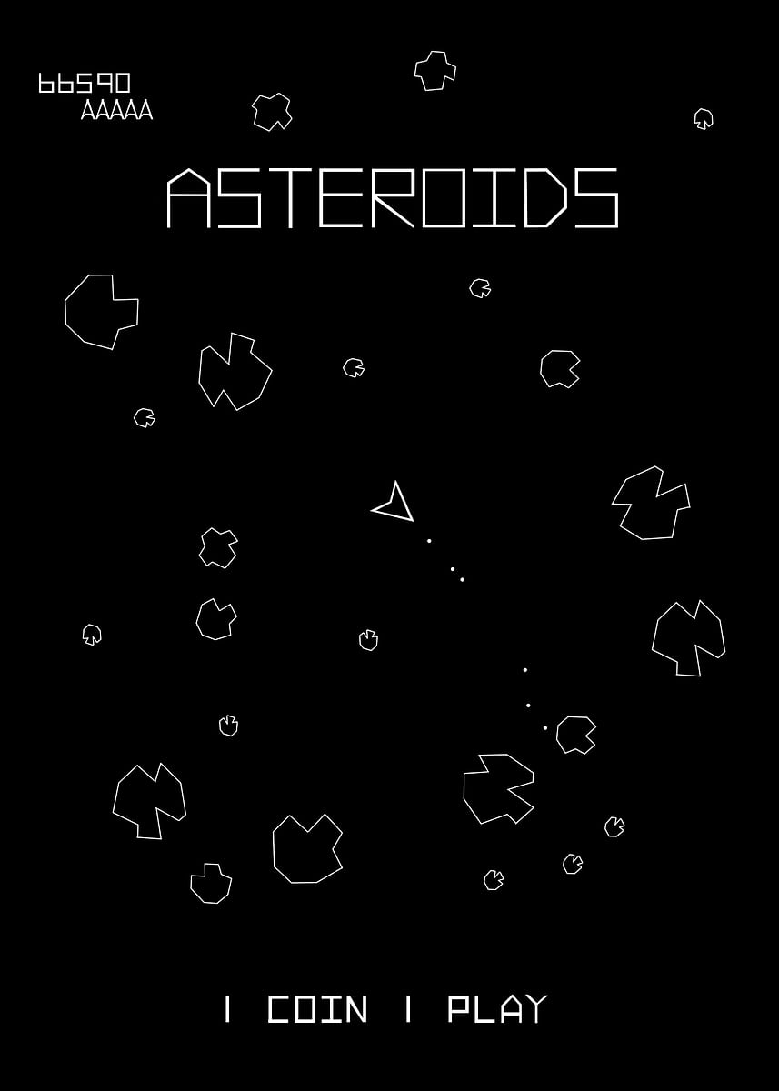 'Asteroids retro video game' Poster, picture, metal print, paint by ...