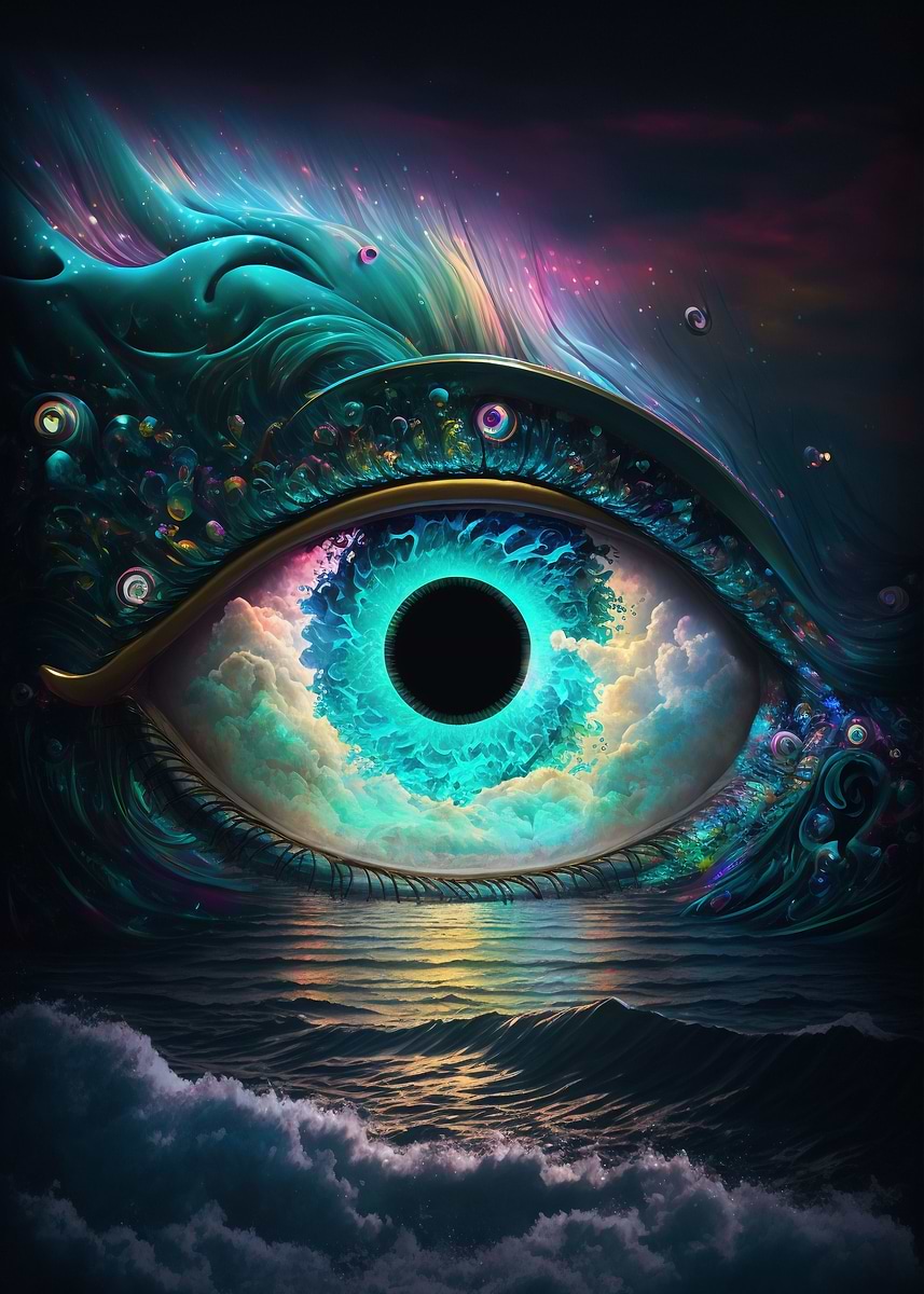 'Ocean Eye' Poster, picture, metal print, paint by Cybronauts | Displate