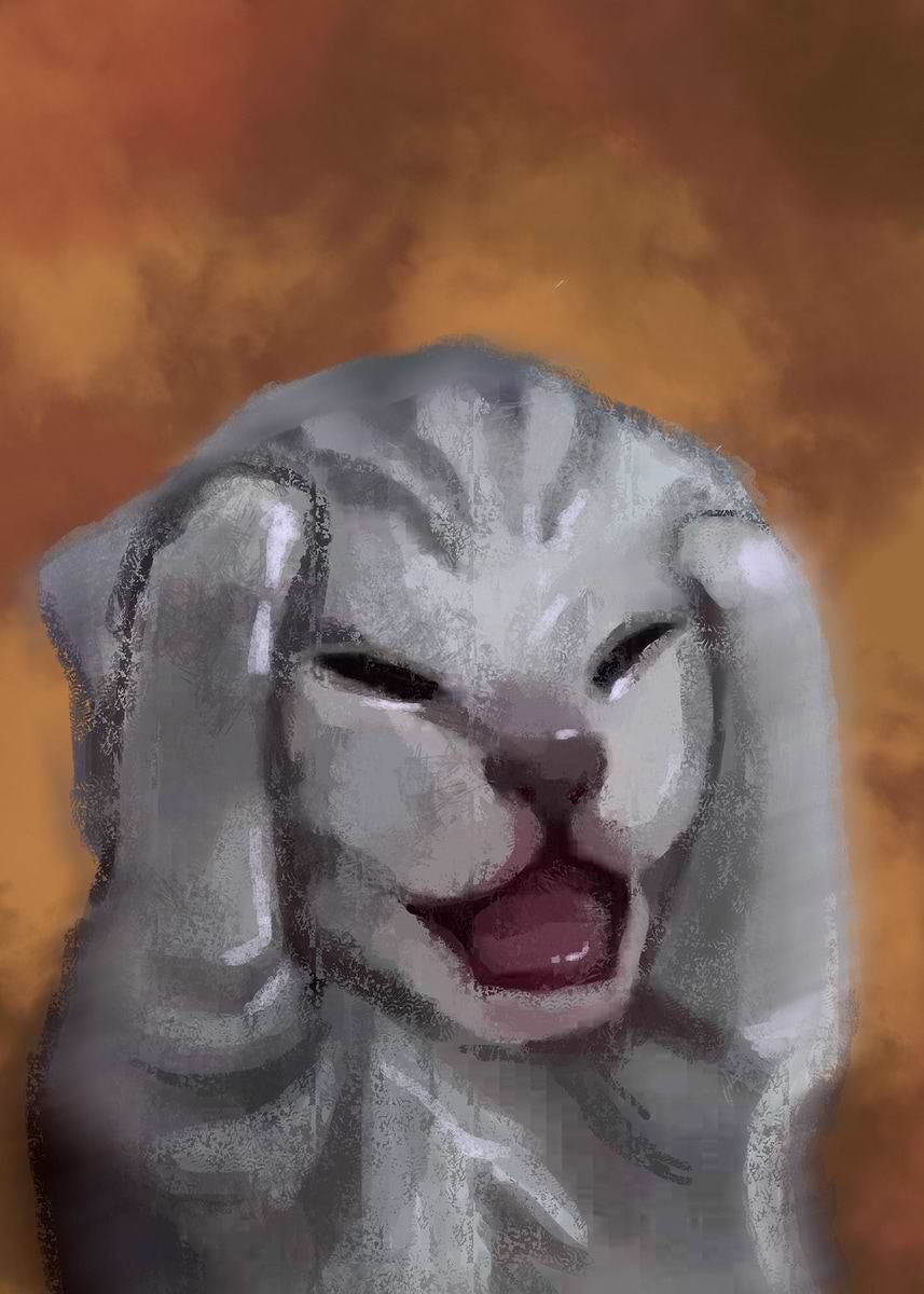 'depressed cat meme' Poster, picture, metal print, paint by wine age ...