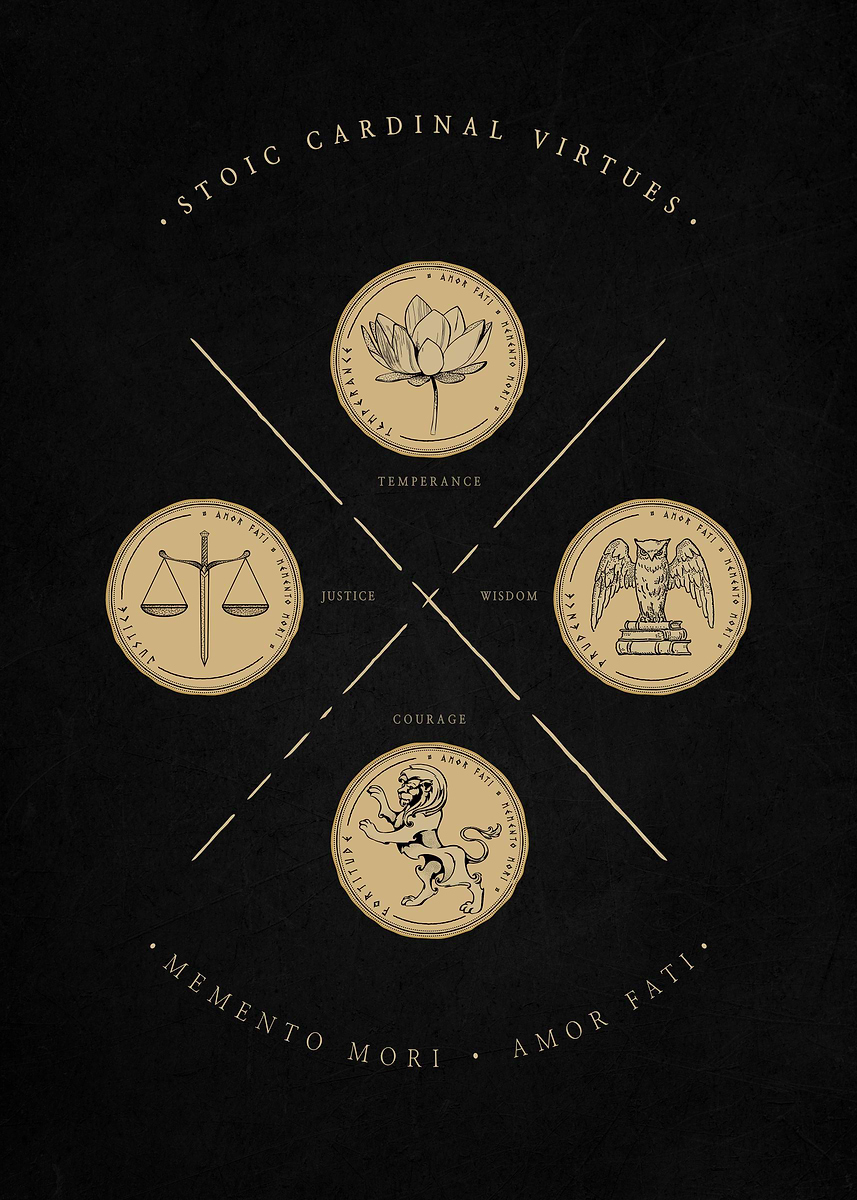 'Stoic 4 Cardinal Virtues' Poster, picture, metal print, paint by Pong ...
