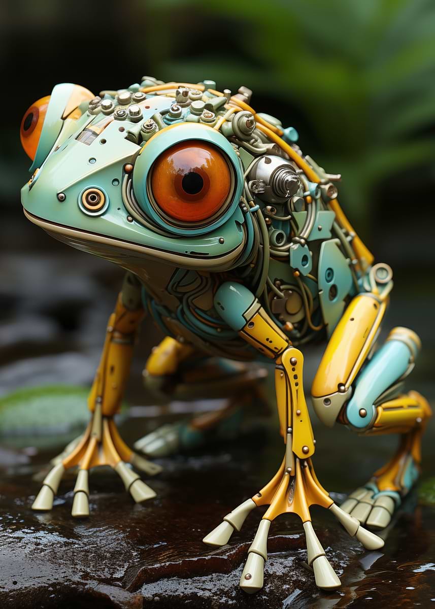 'Frog Bot Forest' Poster, picture, metal print, paint by David Loblaw ...