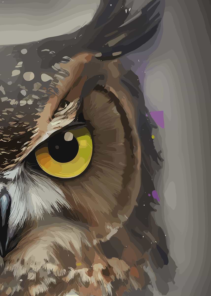 'Angry Owl Close Up' Poster, picture, metal print, paint by Wisnu ...