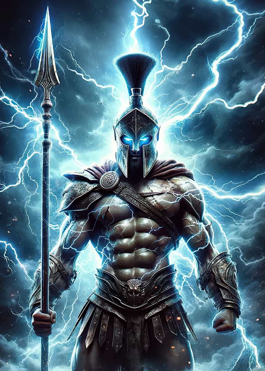 'lightning warrior 300' Poster, picture, metal print, paint by Aksara Alka R | Displate