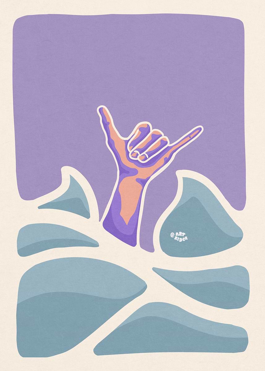 'Hand surf wave ocean' Poster, picture, metal print, paint by Franck ...