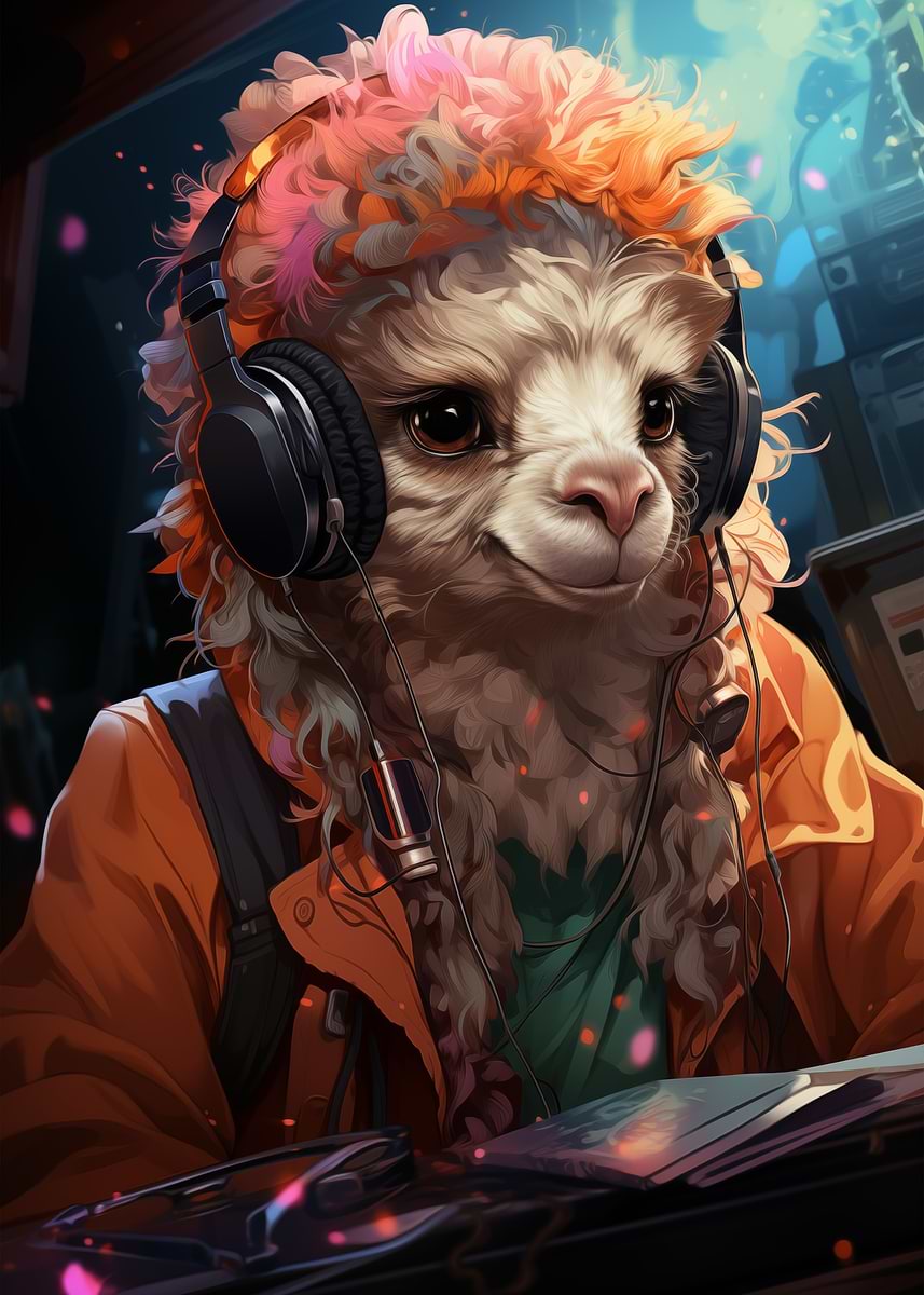 'Cute Gamer Llama ' Poster, picture, metal print, paint by Nerdworld 1 ...