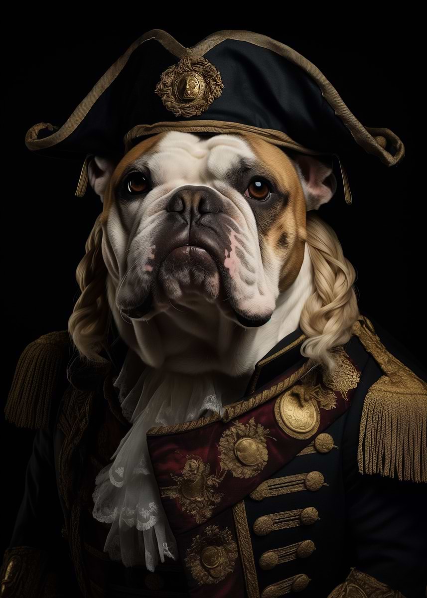 'Royal Bulldog Officer' Poster, picture, metal print, paint by Marlo ...