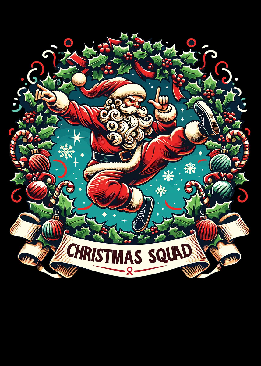 'Christmas Squad Santa' Poster, picture, metal print, paint by ZS C O M ...