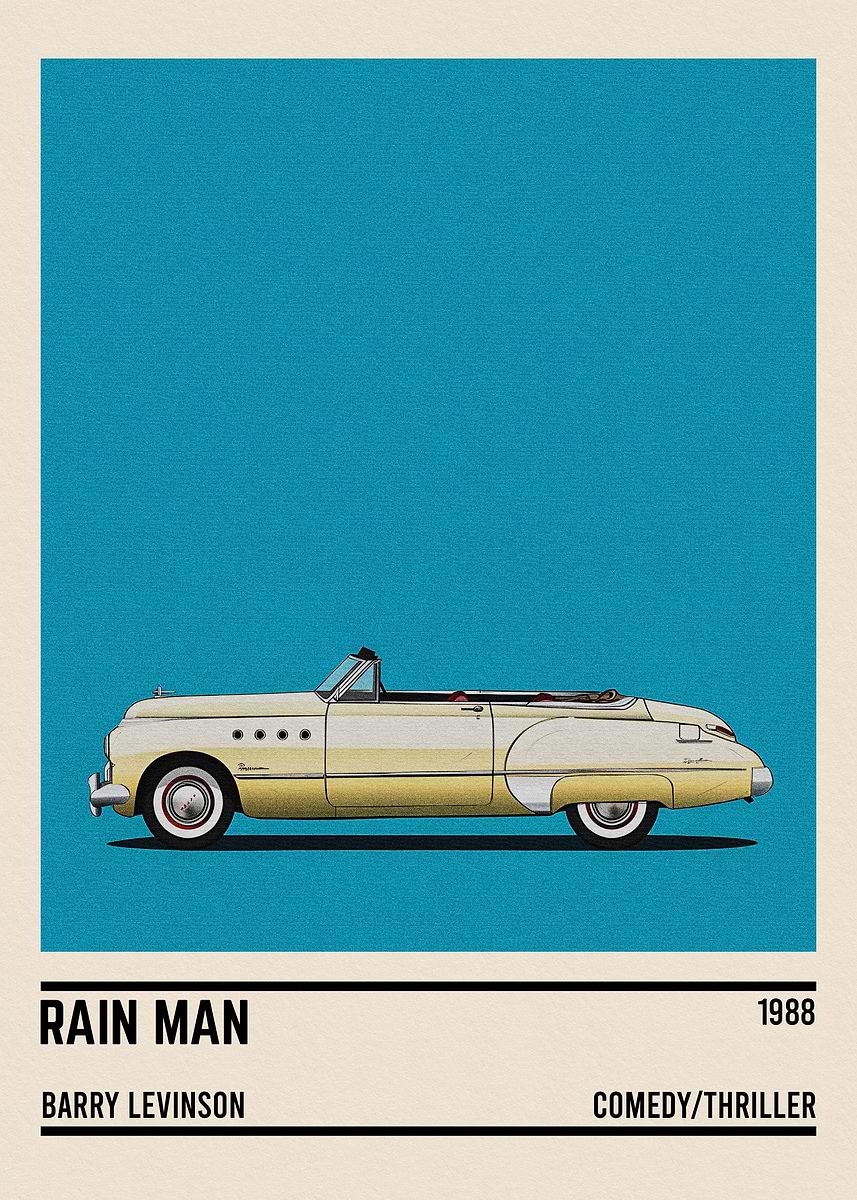 'Rain Man car movie' Poster, picture, metal print, paint by Louise ...