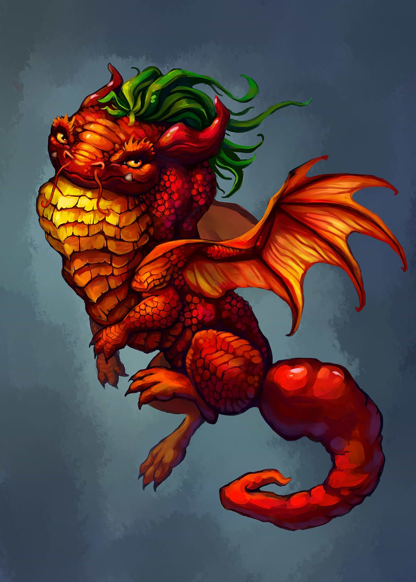 'Red hot chili dragon' Poster, picture, metal print, paint by Hana ...