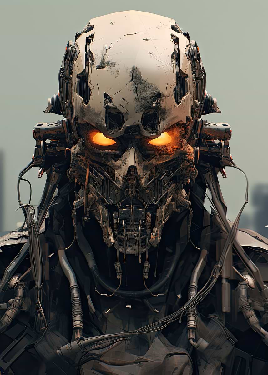 'Cyberpunk Skull Cyborg' Poster, picture, metal print, paint by ...