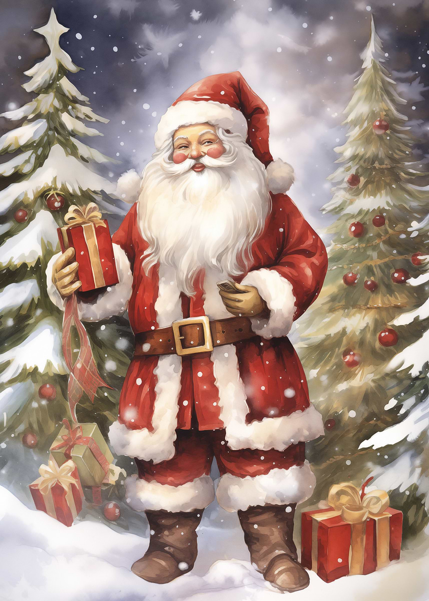 'Loving Santa Claus Xmas ' Poster, picture, metal print, paint by Asmaa ...