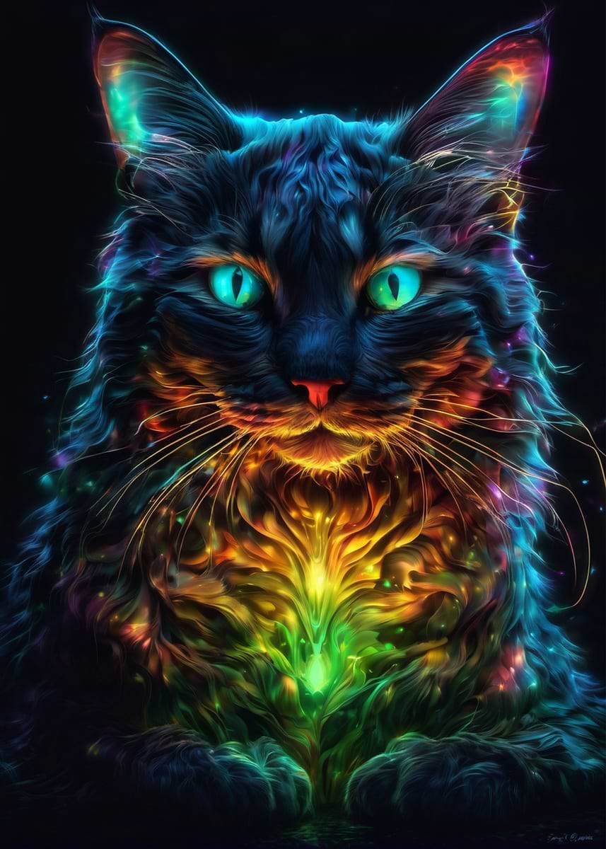 'Magic Cat' Poster, picture, metal print, paint by Trending Art | Displate