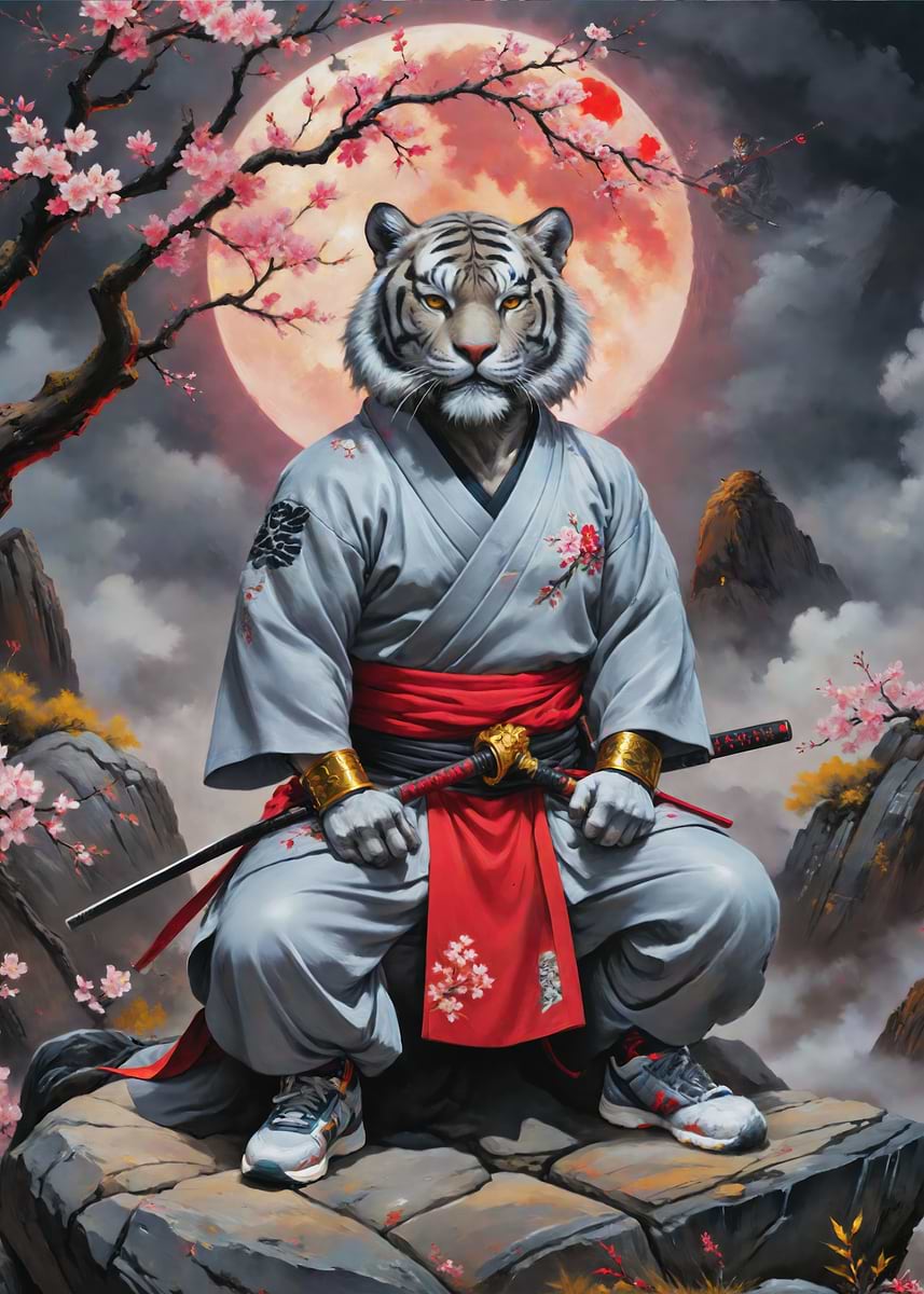 'Tiger samurai warrior' Poster, picture, metal print, paint by Ji wong ...