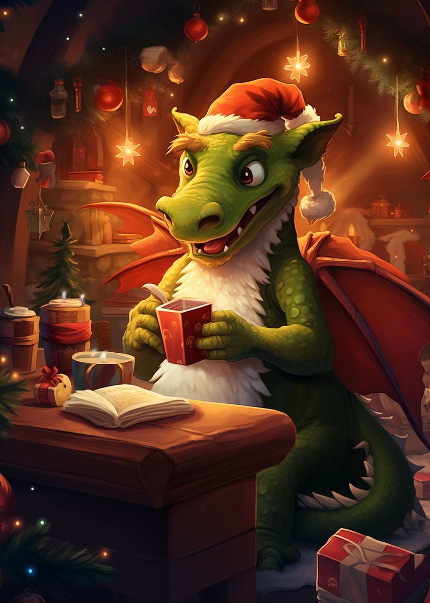 'Xmas Dragon Tea' Poster, picture, metal print, paint by Ramiyah ...