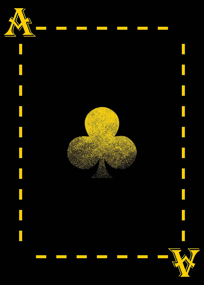 'Ace Of Clubs Golden Cards' Poster, picture, metal print, paint by ...