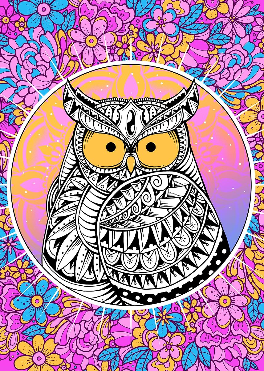 'Floral Owl' Poster, picture, metal print, paint by Famous City | Displate