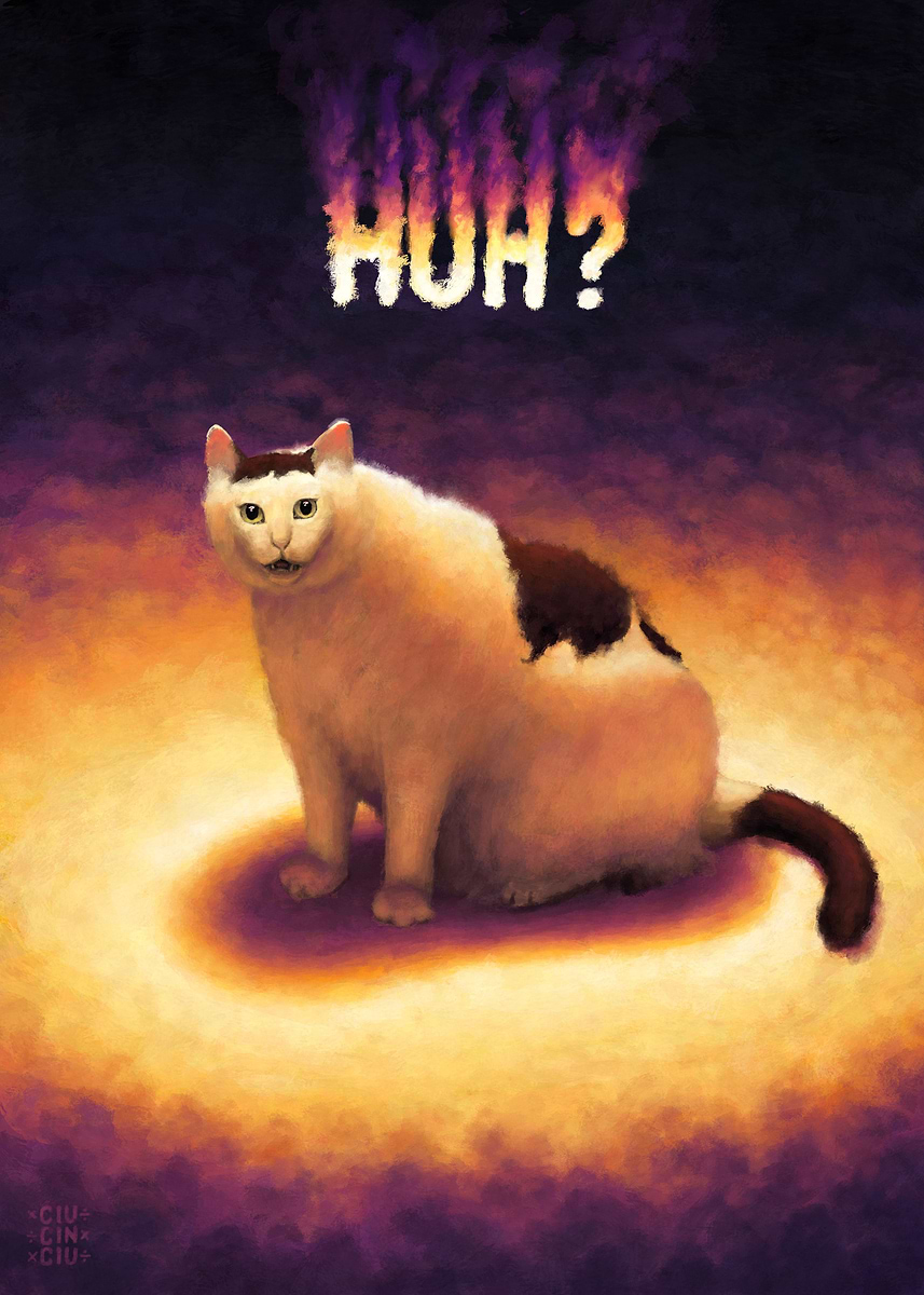 'Huh cat' Poster, picture, metal print, paint by Ciucinciu Tiberius ...