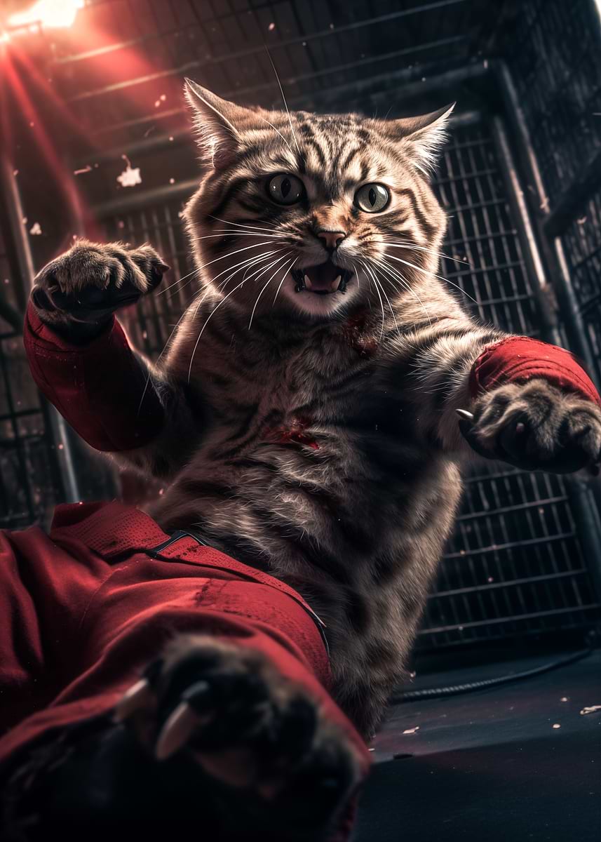 'kung fu mma cat' Poster, picture, metal print, paint by Adel S | Displate
