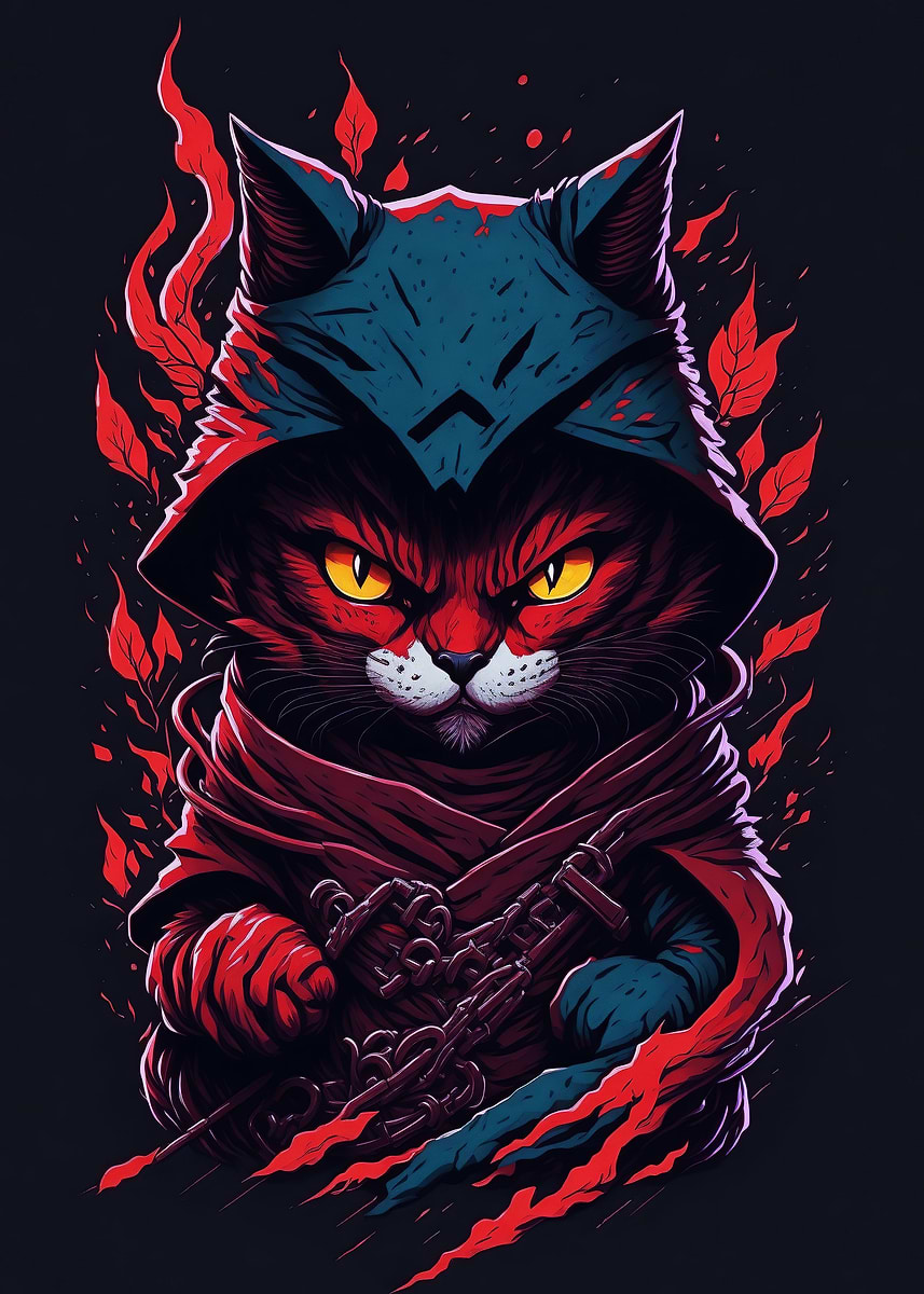 ' Monster Cat' Poster, picture, metal print, paint by QTK Design | Displate