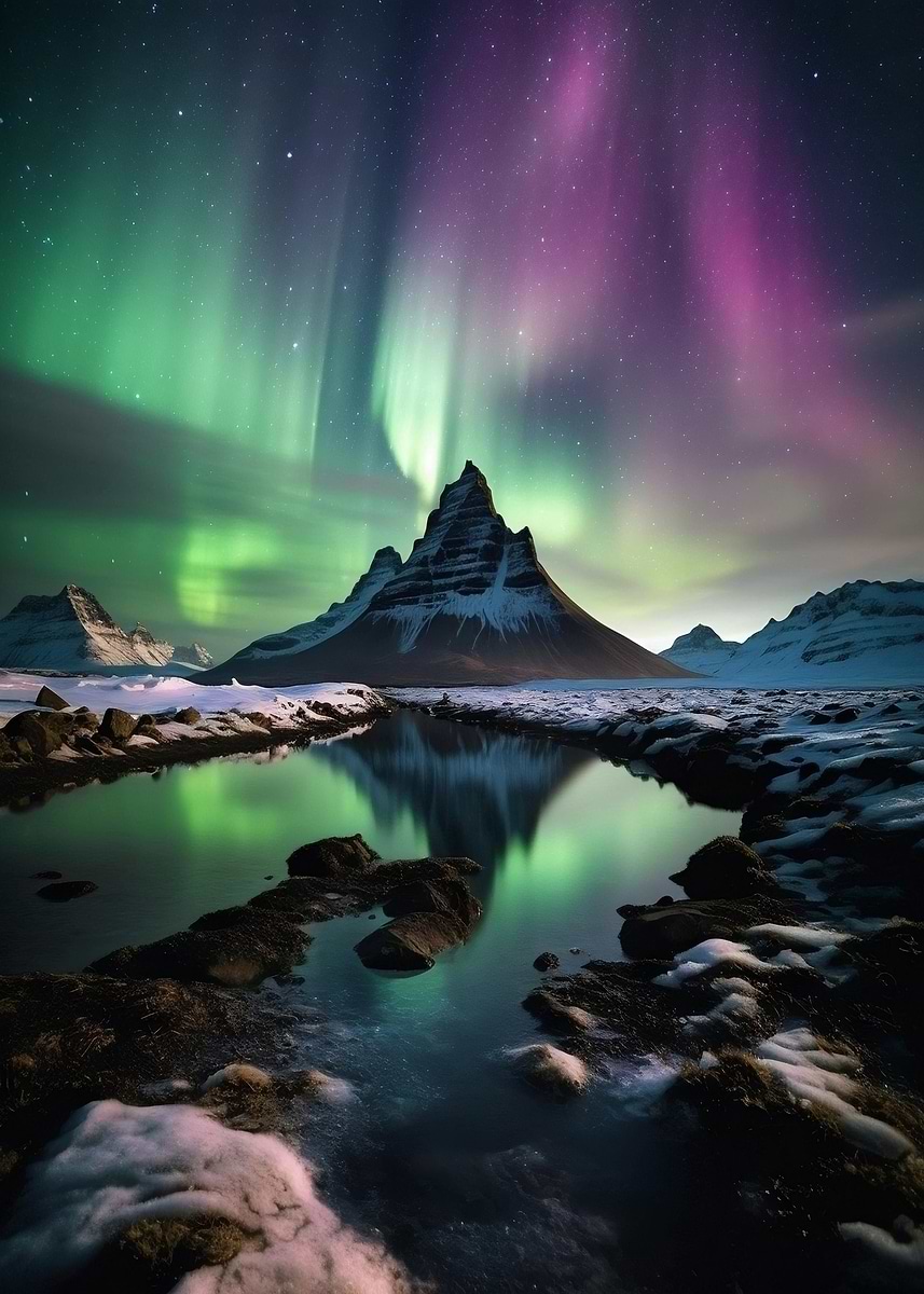 'Polar Lights Winter Nature' Poster, picture, metal print, paint by Max ...