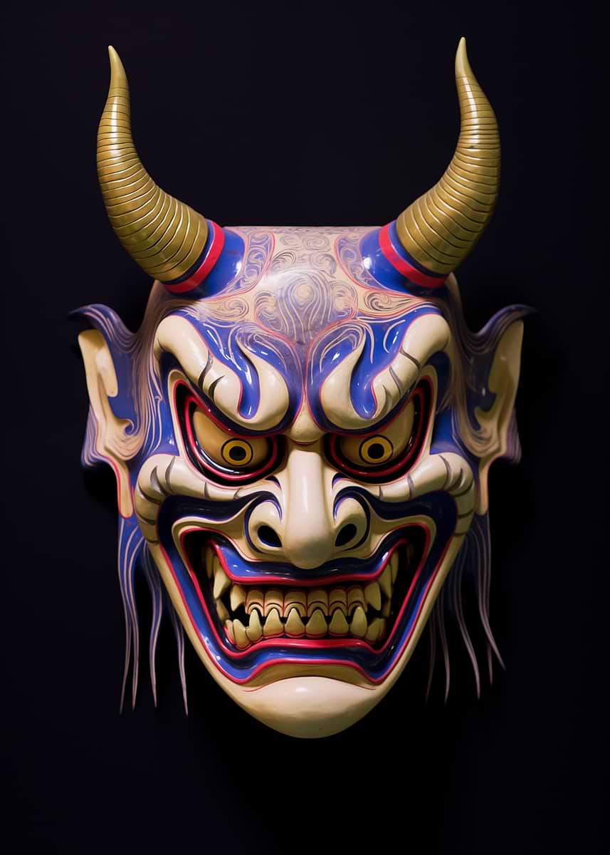 'Japanese Oni Mask 04' Poster, picture, metal print, paint by TK Jones ...