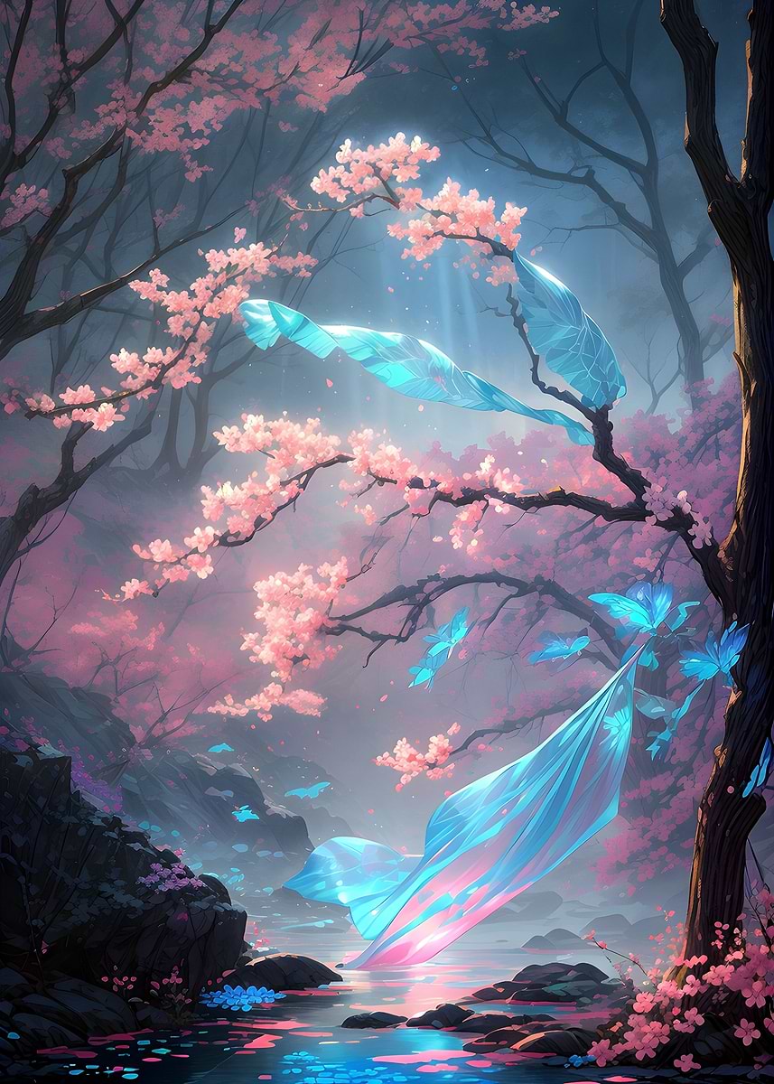 'Translucent Petal Dream' Poster, picture, metal print, paint by Haunted Narrative Studio | Displate