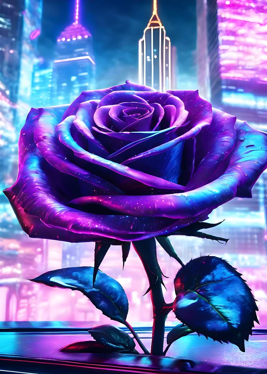 'cyberpunk rose ' Poster, picture, metal print, paint by Zeeshan Ali ...