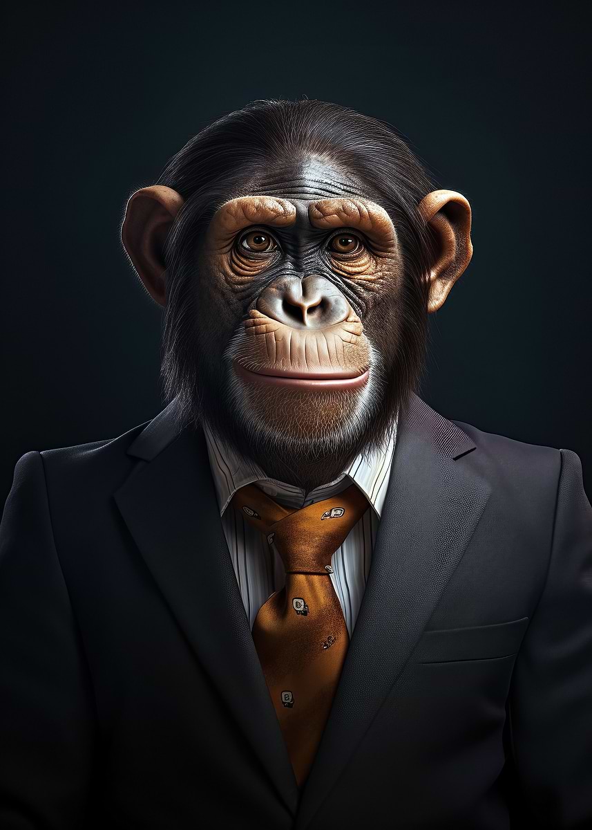 'Monkey Ape' Poster, picture, metal print, paint by Alisson | Displate