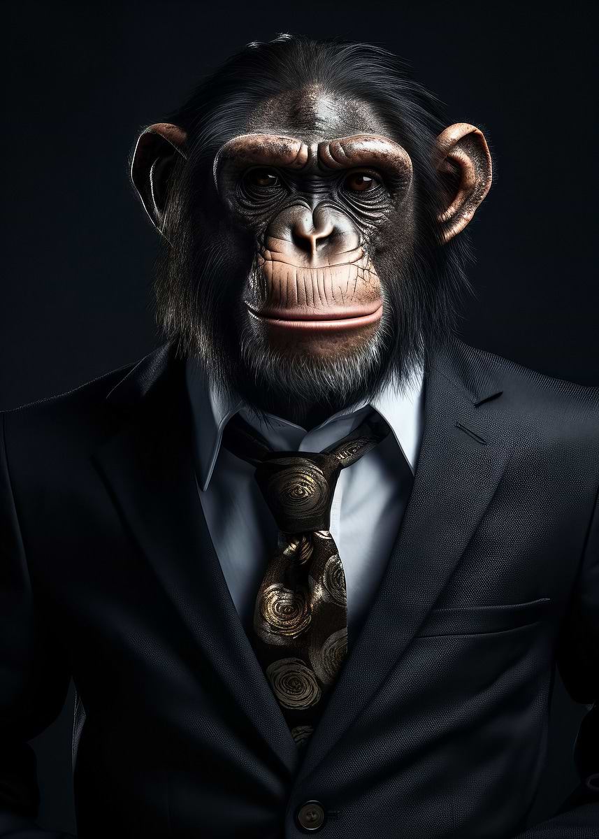 'Monkey Ape' Poster, picture, metal print, paint by Alisson | Displate