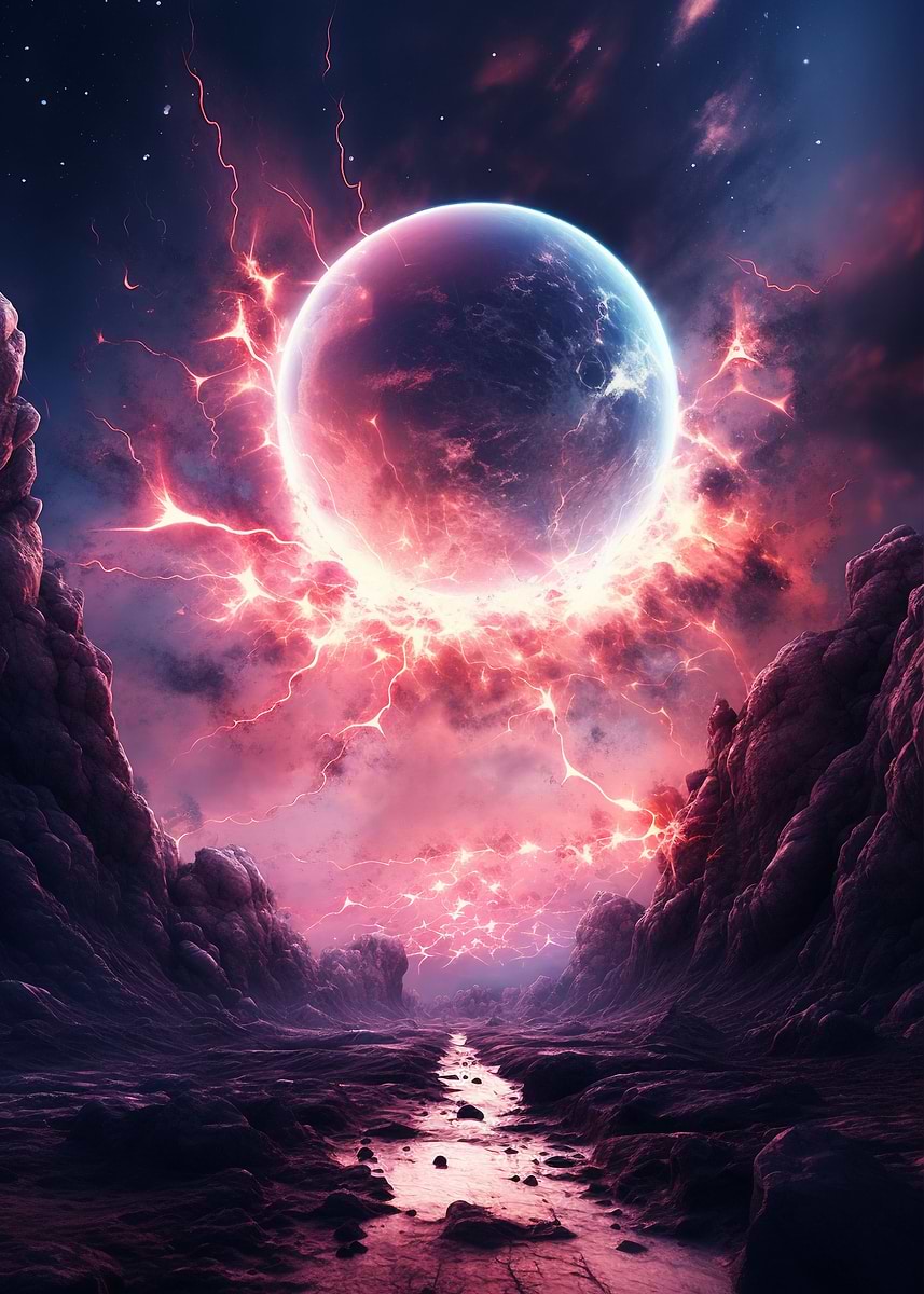 'Moon Explosion' Poster, picture, metal print, paint by Cybronauts ...