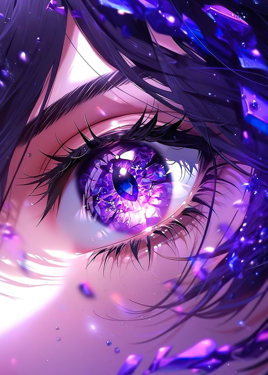 'Purple Anime Eye' Poster, picture, metal print, paint by ...