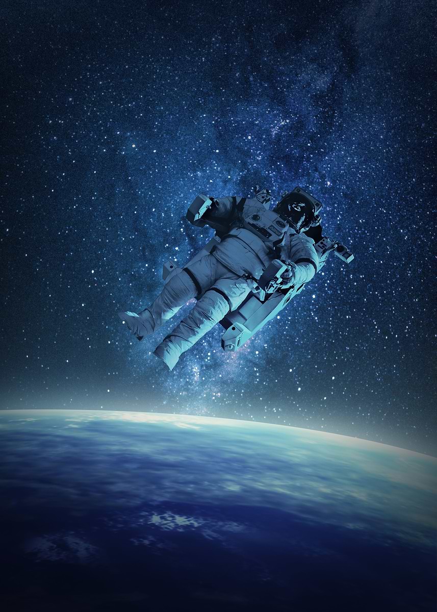 'Blue Space Astronaut' Poster, picture, metal print, paint by Rubina ...