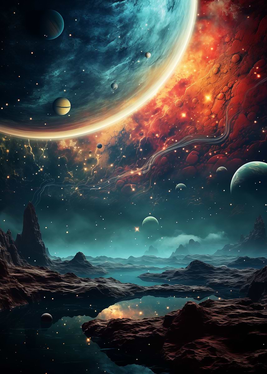 'Outer Space Planets' Poster, picture, metal print, paint by Adam ...