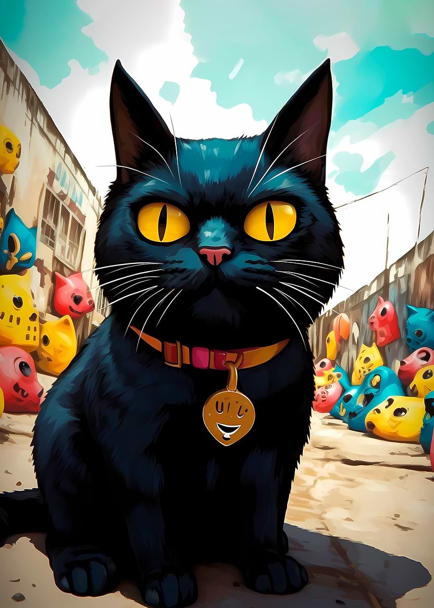 'The Meow cat' Poster, picture, metal print, paint by Span Ouli | Displate