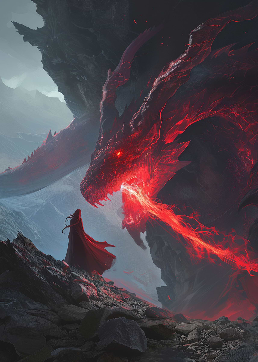 'Red Dragon Defiance' Poster, picture, metal print, paint by Apoleu ...