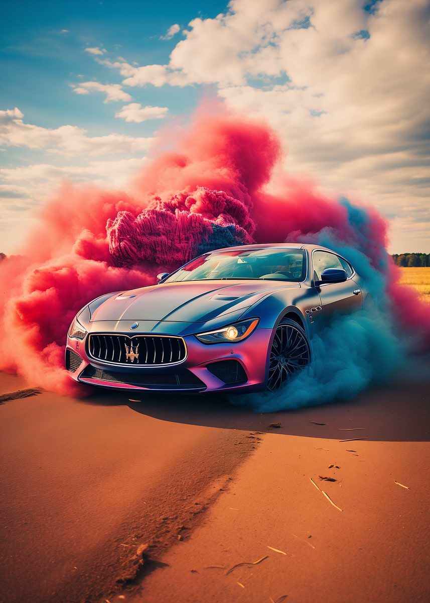 'Colorful Maserati' Poster, picture, metal print, paint by Adam | Displate