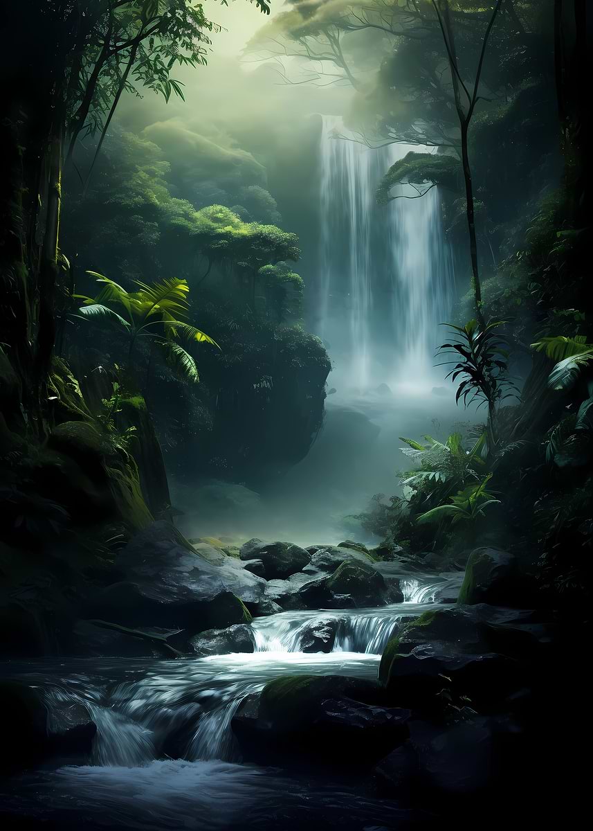 'The Jungle WaterFall' Poster, picture, metal print, paint by Caroline ...