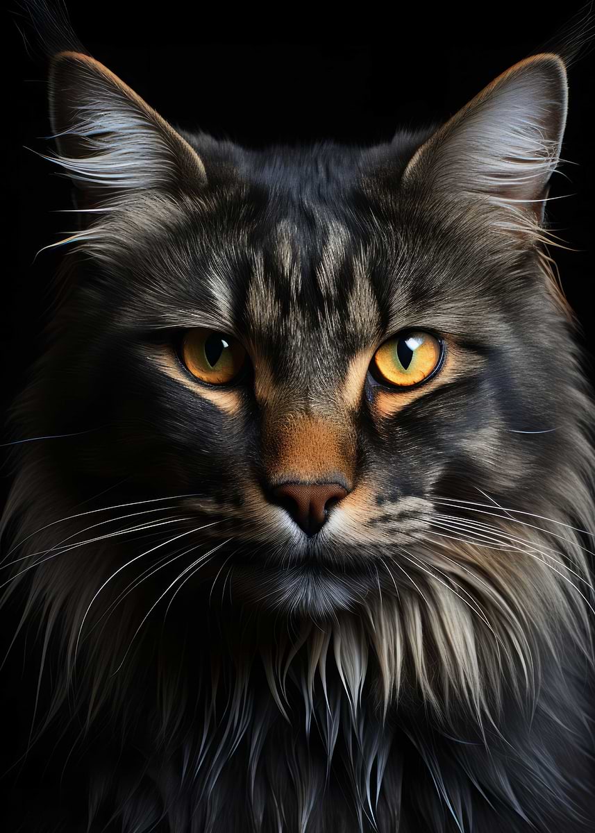 'Cool Cat Animal Portrait' Poster, picture, metal print, paint by Ray ...