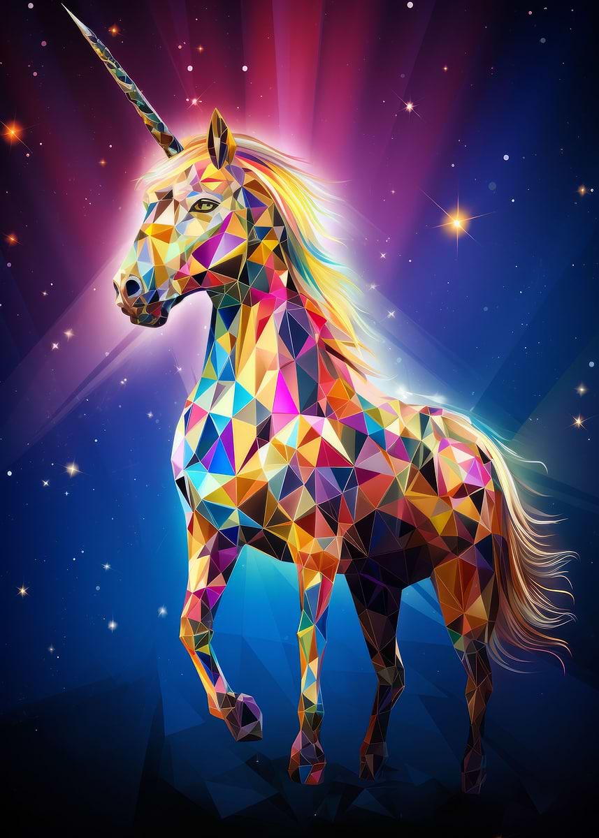 'Geometric Unicorn' Poster, picture, metal print, paint by Frank ...
