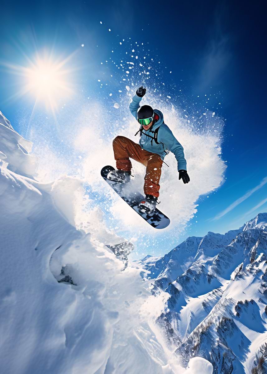 'Sun and snowboard' Poster, picture, metal print, paint by Vendzi ...