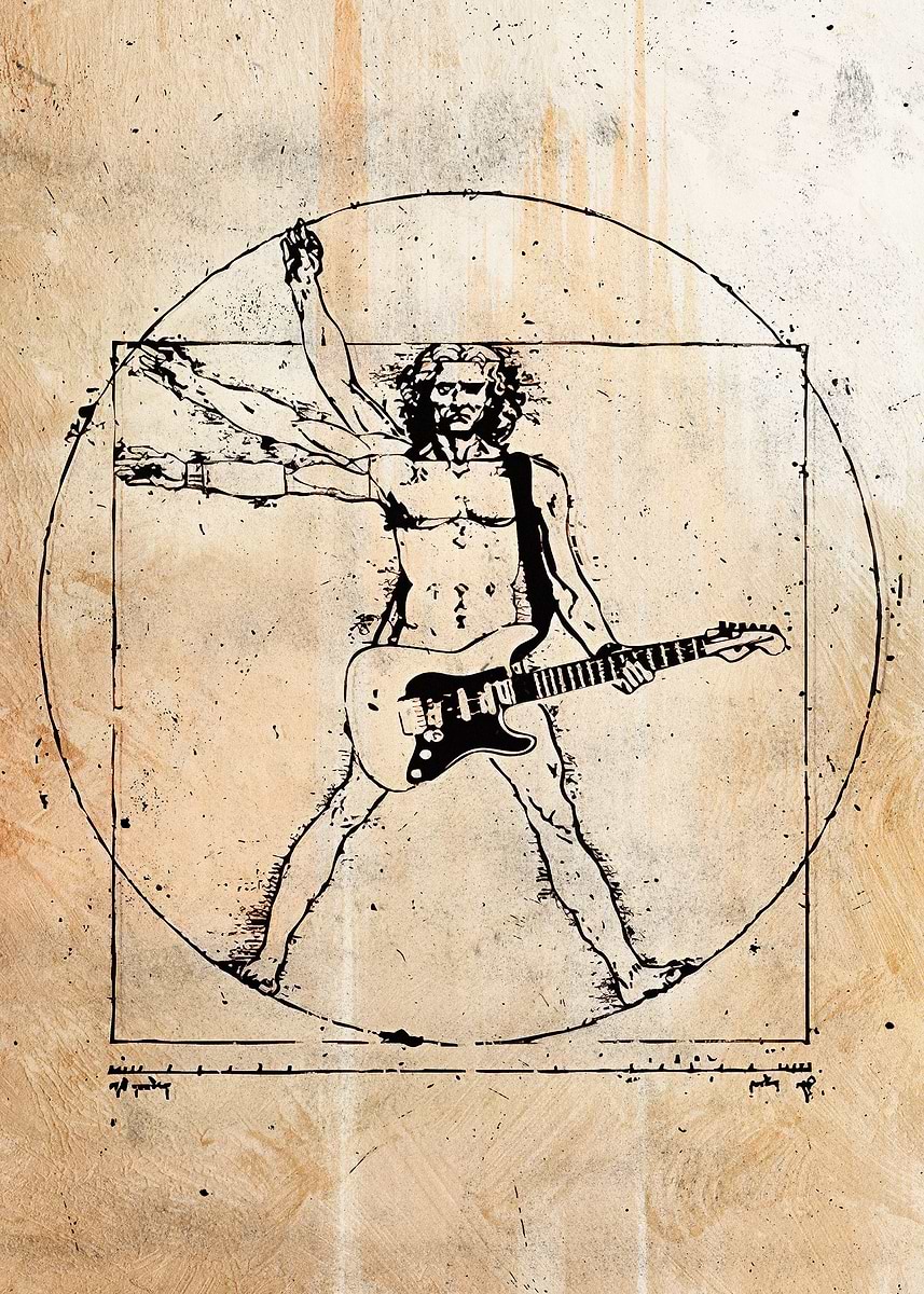 'Vitruvian Man with Guitar' Poster, picture, metal print, paint by Uber ...