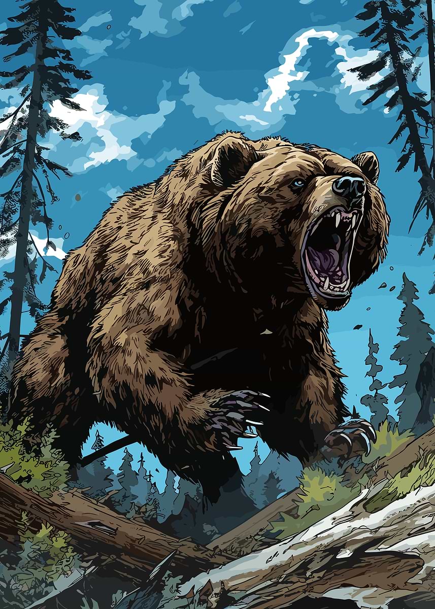 'MONSTER BEAR' Poster, picture, metal print, paint by HSG artshop ...