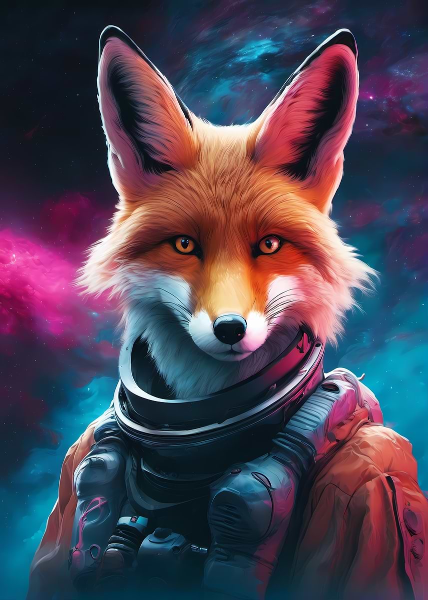'Fox Cosmic Space' Poster, picture, metal print, paint by Surreal Print ...